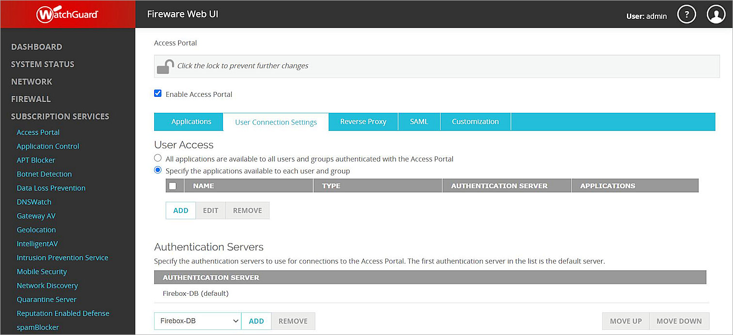Firebox Access Portal Integration with AuthPoint